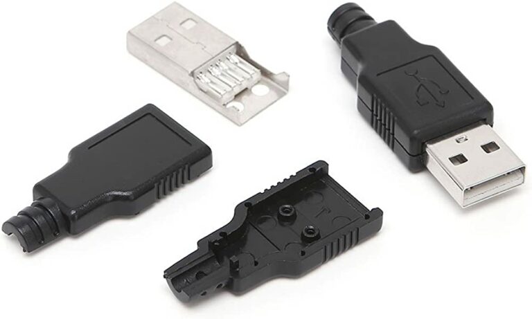 USB Type A Male 4 Pin Plug Socket Connector With Black Plastic Cover ...