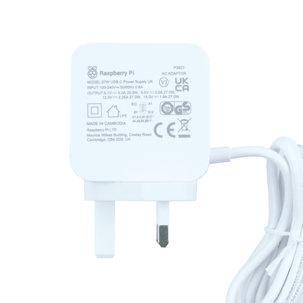 Official Raspberry Pi 5 USB-C 27W PSU 5v 5a | Electronics in Touch Co.